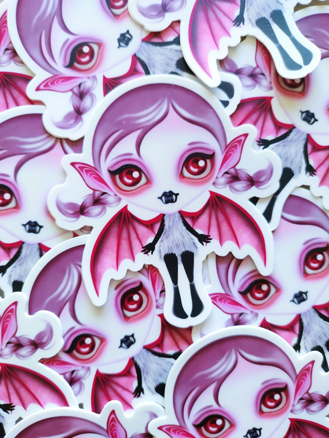 Pink Bat Girl Sticker, Spooky Cute Sticker, Pen Pal, Gothic Girl ...