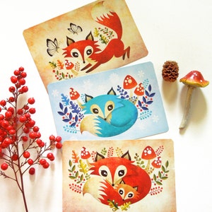 Winter Fox Postcard, Blue Fox, Whimsical Animals Limited Edition ...