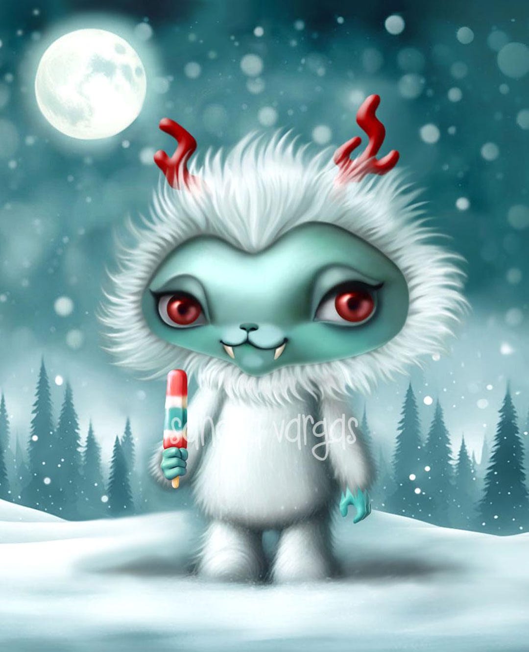 Yeti Cute Monster Art Print, 8 X 10 Furry Monster, Winter Wall Art ...