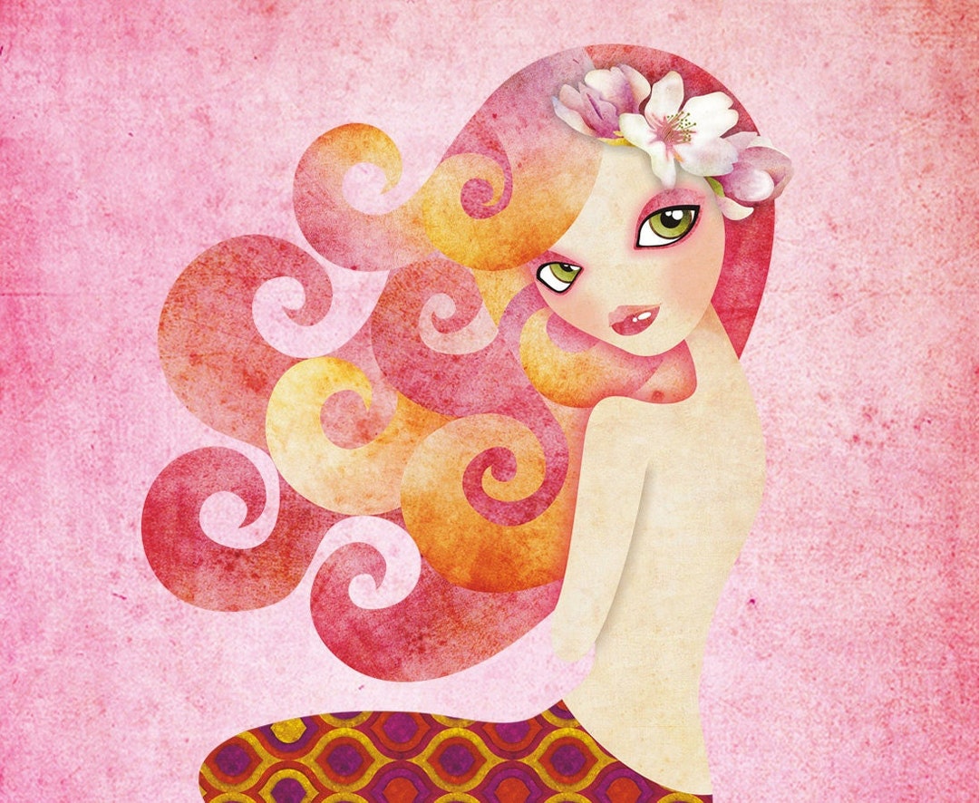 Coraleen Mermaid, 8 X 10 Print, Pink Mermaid, Art Print, Wall Art - Etsy