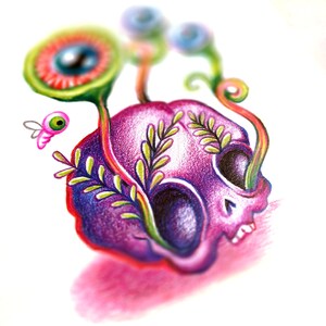 OOAK Spooky Spring Original Art - Botanical Drawing - Framed Art ...