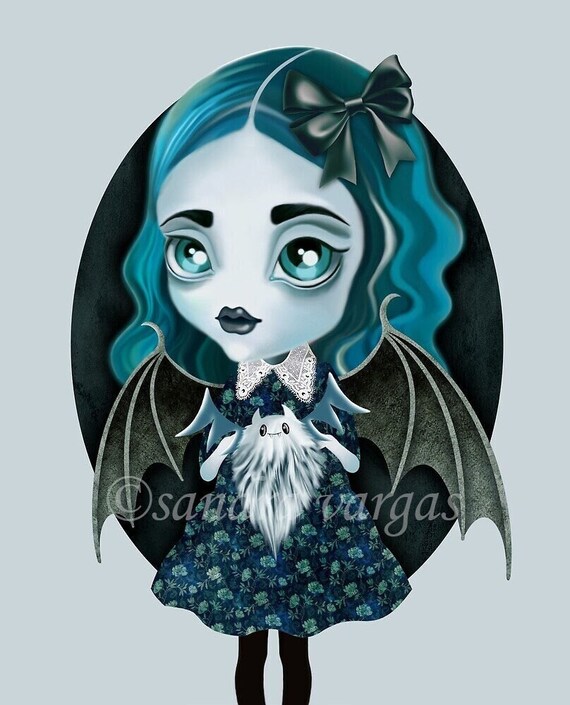 Vampire Girl 8 X 10 Print Creepy Cute Digital Illustration by | Etsy