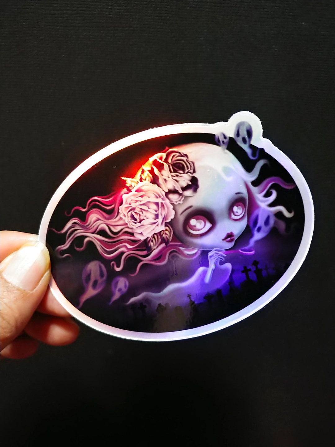Ghostly Holographic Sticker, Spooky Cute, Holo Sticker, Ghost Sticker ...