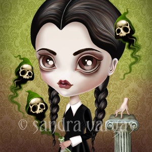 Be Afraid 8 X 10 Print Wednesday Addams Digital Illustration by Sandra ...