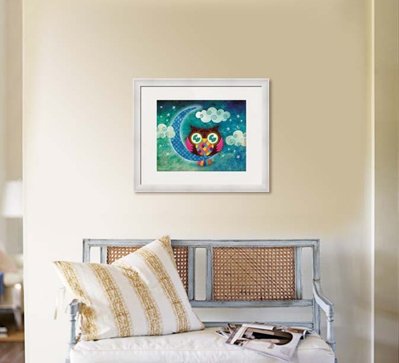 My Crescent Owl 8x10 Wall Art Nursery Decor Art Print - Etsy