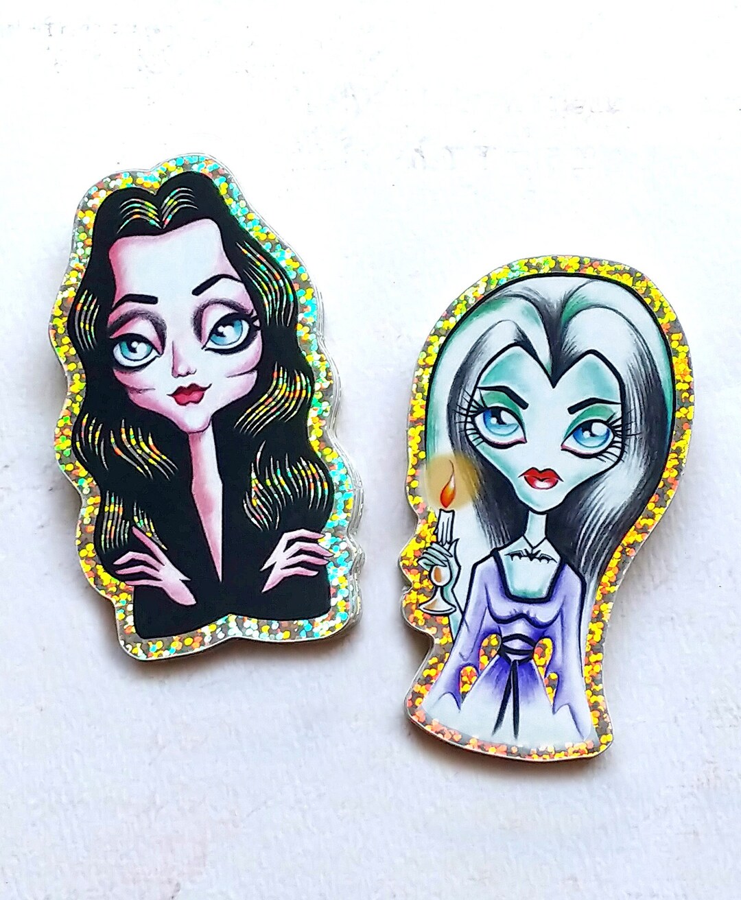 Gothic Divas Glitter Stickers - Lily & Morticia Stickers, Halloween ...