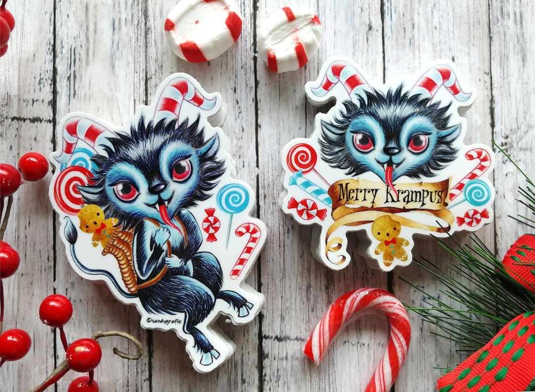 Krampus Vinyl Stickers, Creepy Christmas Sticker Set, Krampuslauf ...