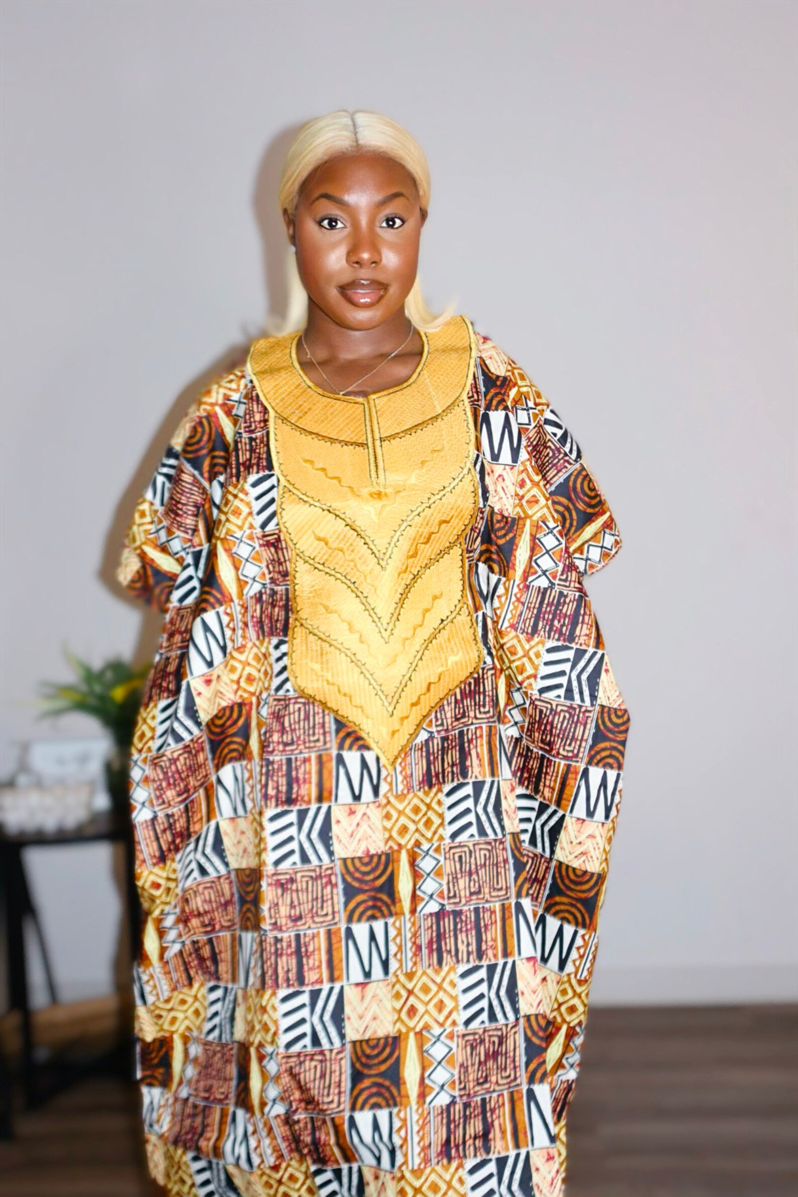Handmade Ankara Bubu Gown: Embroidered African Print Kaftan With Head ...