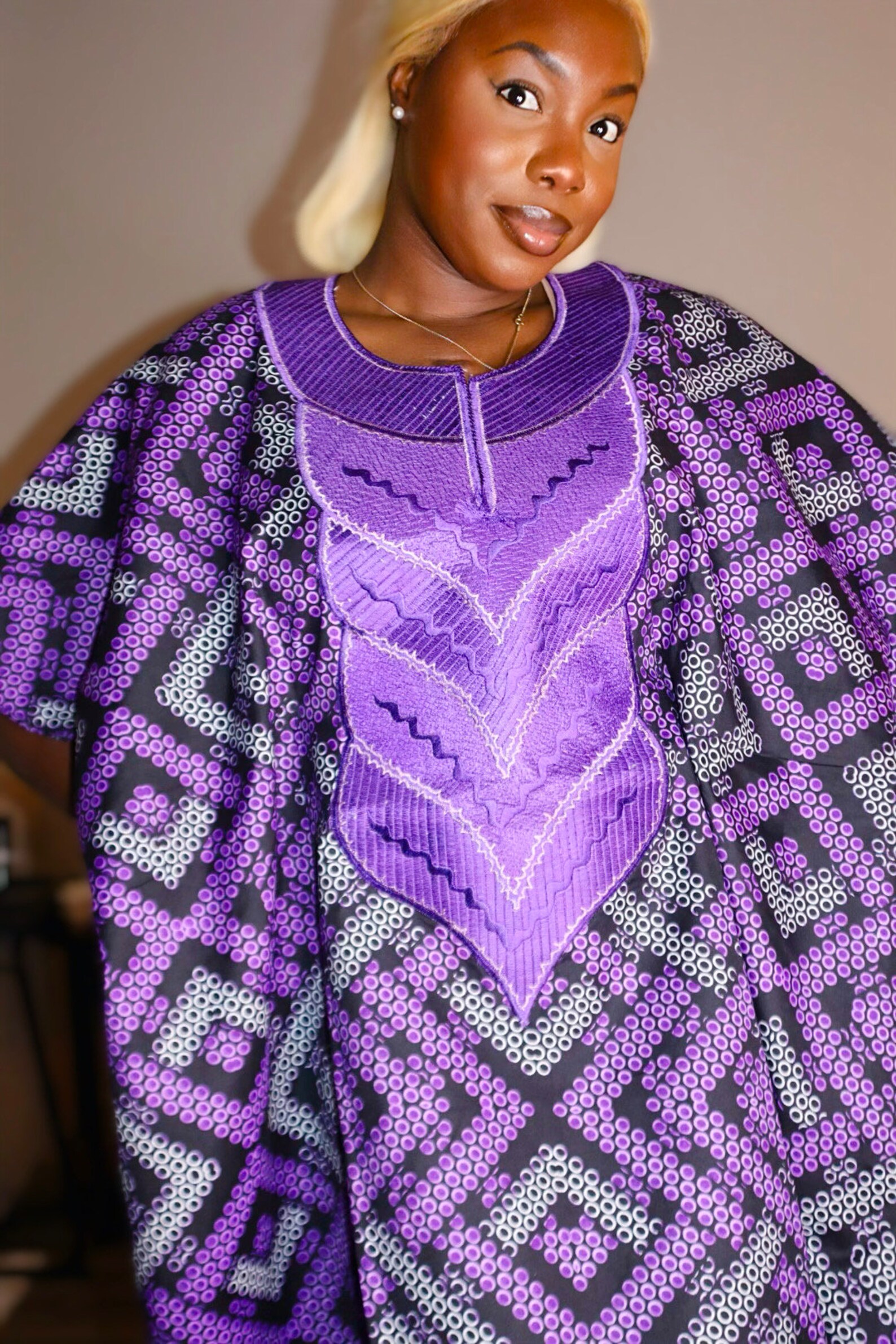 Handmade Ankara Bubu Gown: Embroidered African Print Kaftan With Head ...