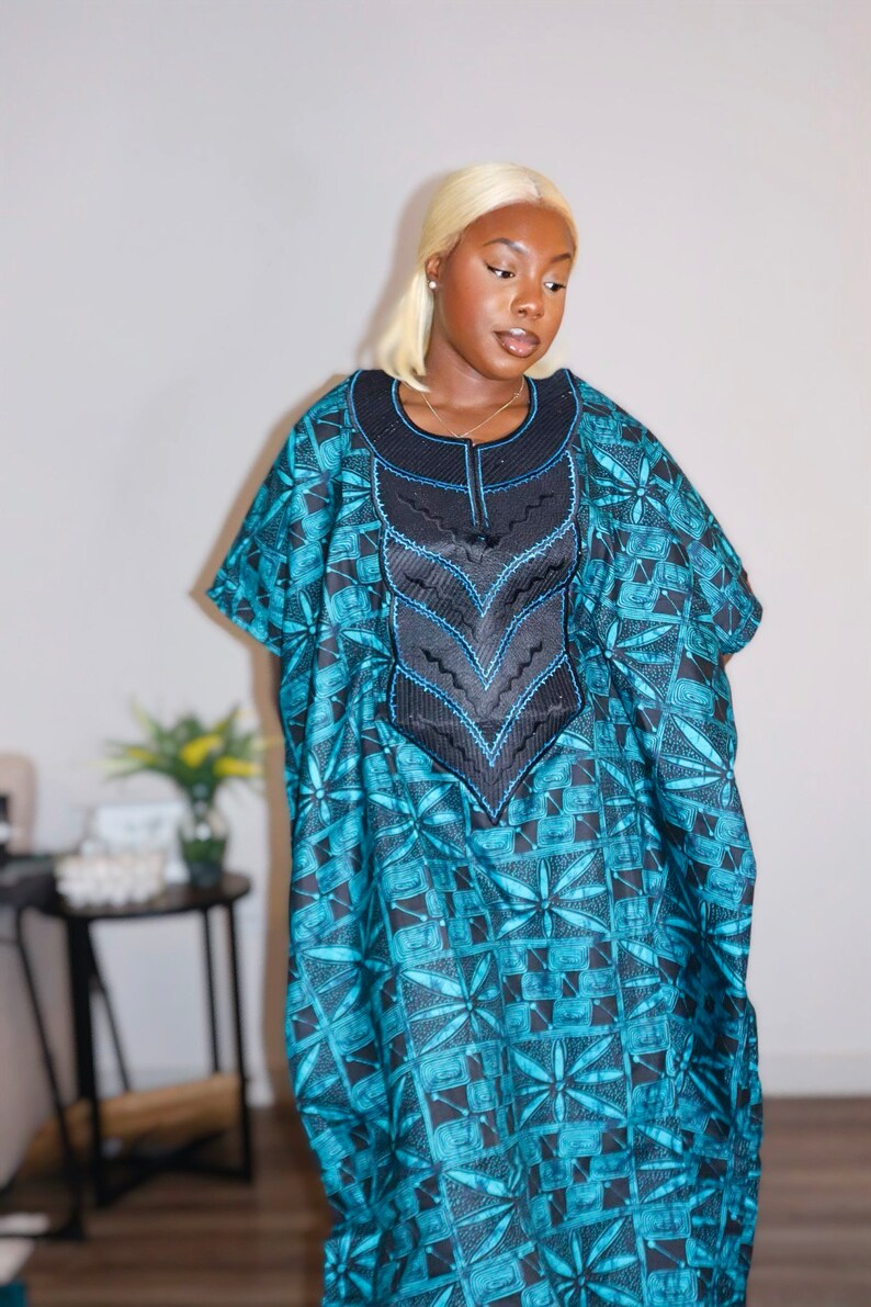 Handmade Ankara Bubu Gown: Embroidered African Print Kaftan With Head ...