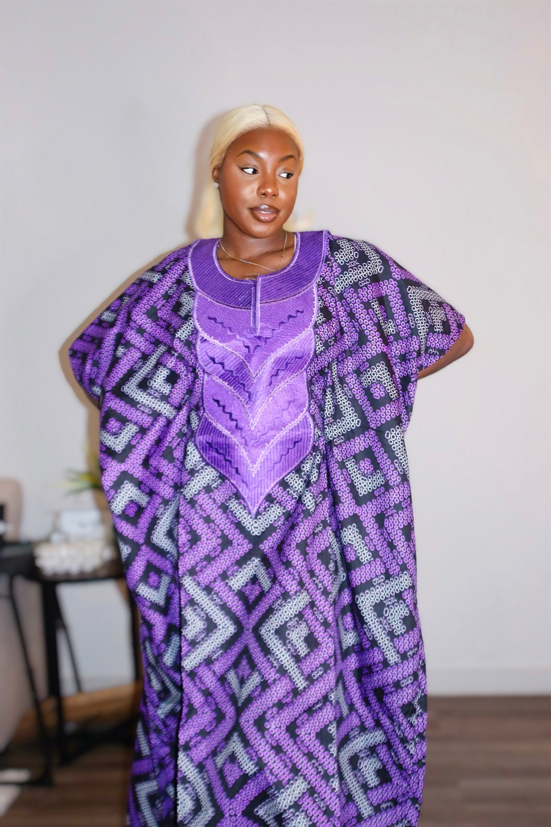 Handmade Ankara Bubu Gown: Embroidered African Print Kaftan With Head ...