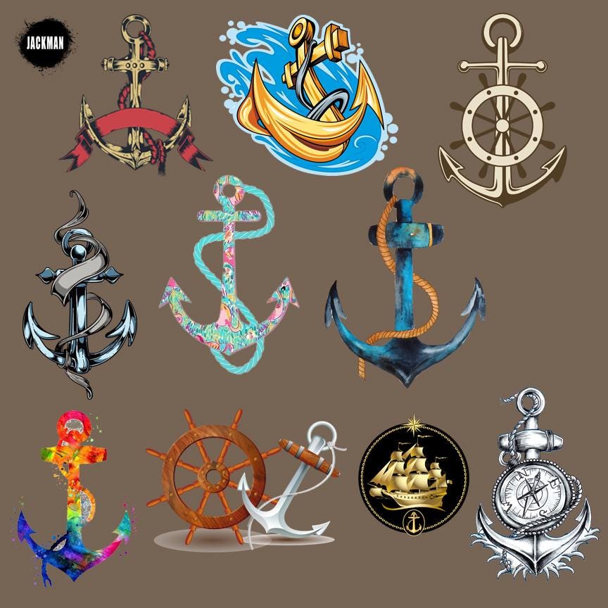 Anchor Ship Boat Sea Ocean Illustration, Clipart, Digital Template ...