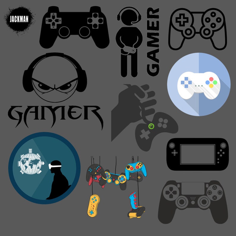 Gamer Gaming Illustration Outline, Digital Sticker Template, Digital ...