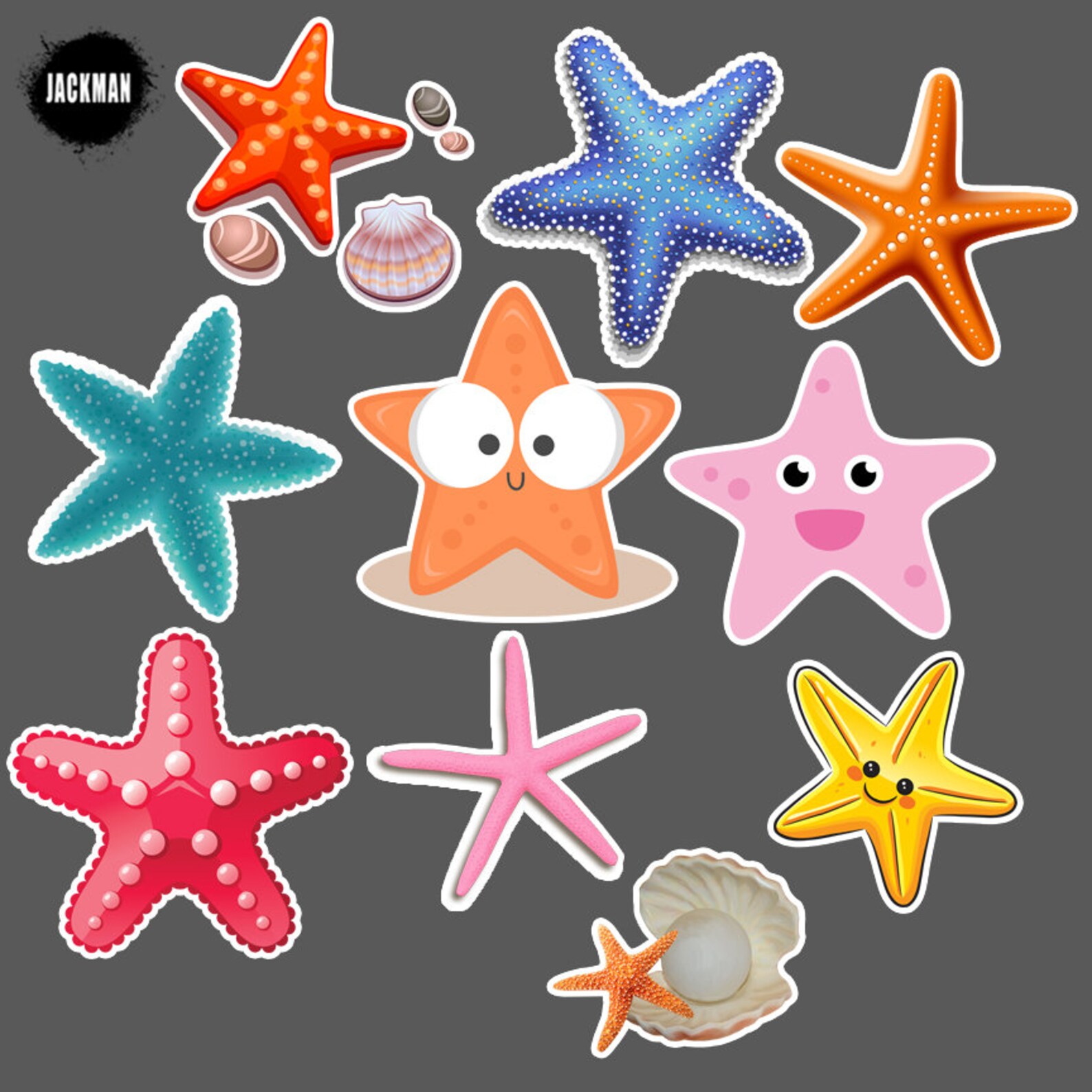 Starfish Clipart, Ocean Illustration, Digital Stickers (PNG, PSD) - Etsy