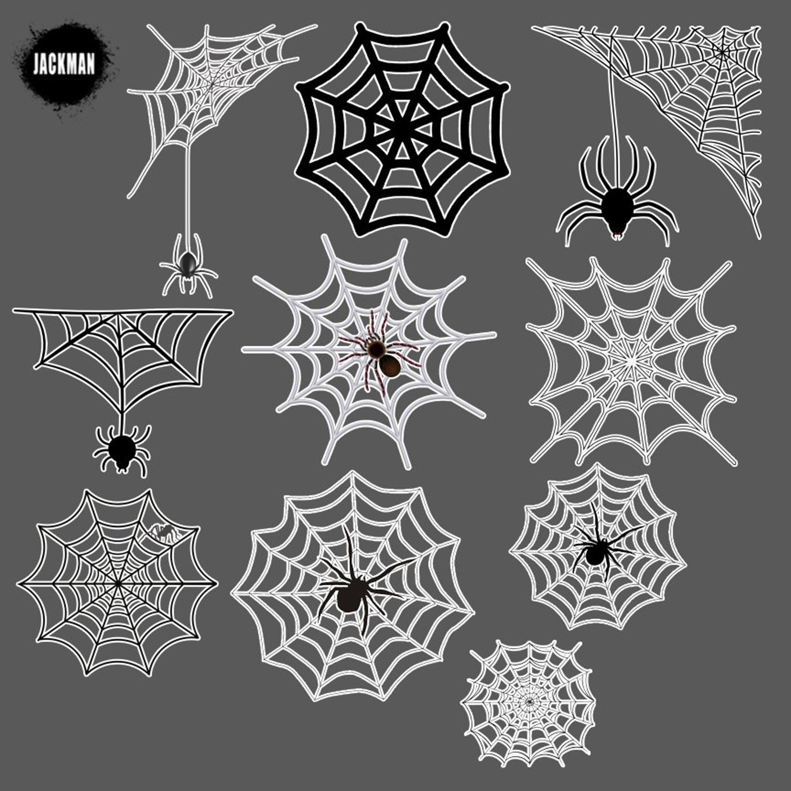 Spider Web Line Art Sticker Outline, Printable Clip Art (PNG, PSD, SVG ...