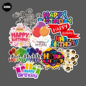 Happy Birthday, Sticker Template, Digital Print, Printable, Svg, Png ...