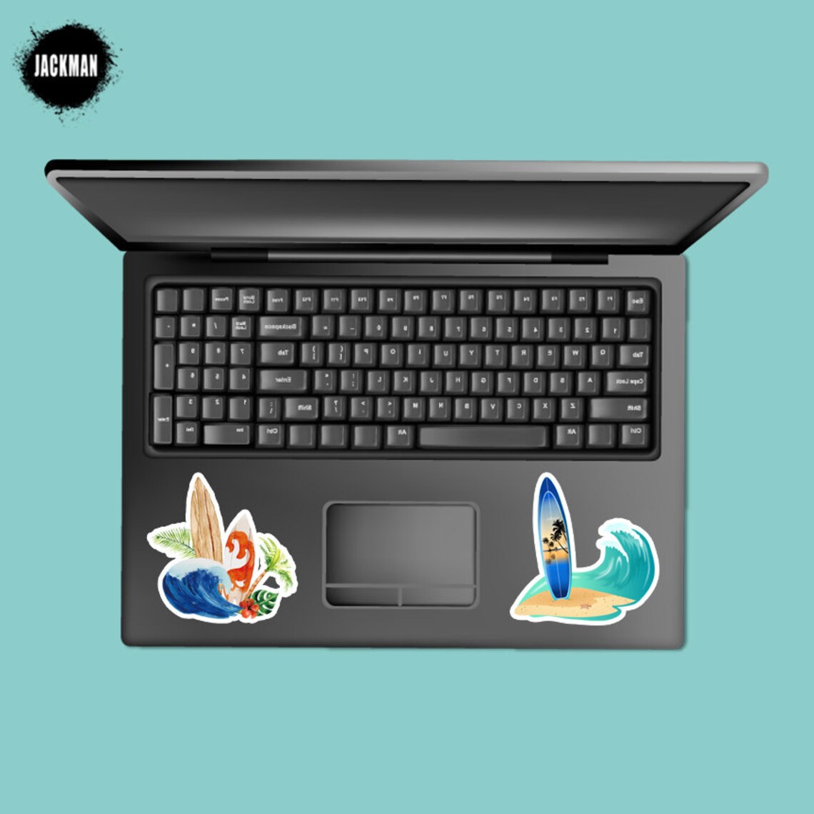 Summer Surfing Waves Surfer Surfboard Ocean, Digital Sticker Template ...