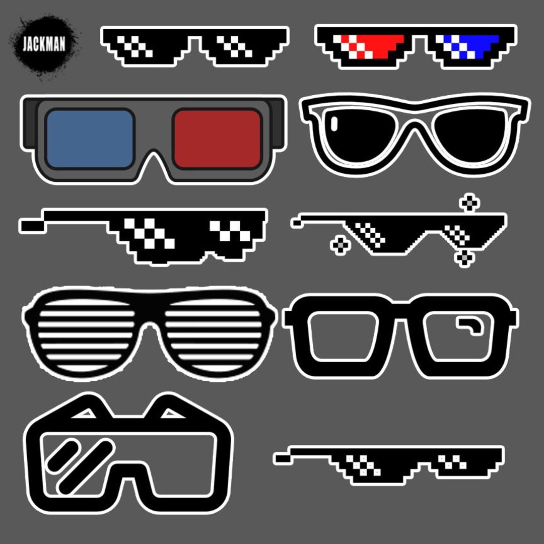 Pixel Sunglasses Illustration, PNG JPG Sticker Template (digital ...