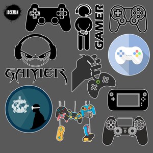 Gamer Gaming Illustration Outline, Digital Sticker Template, Digital ...