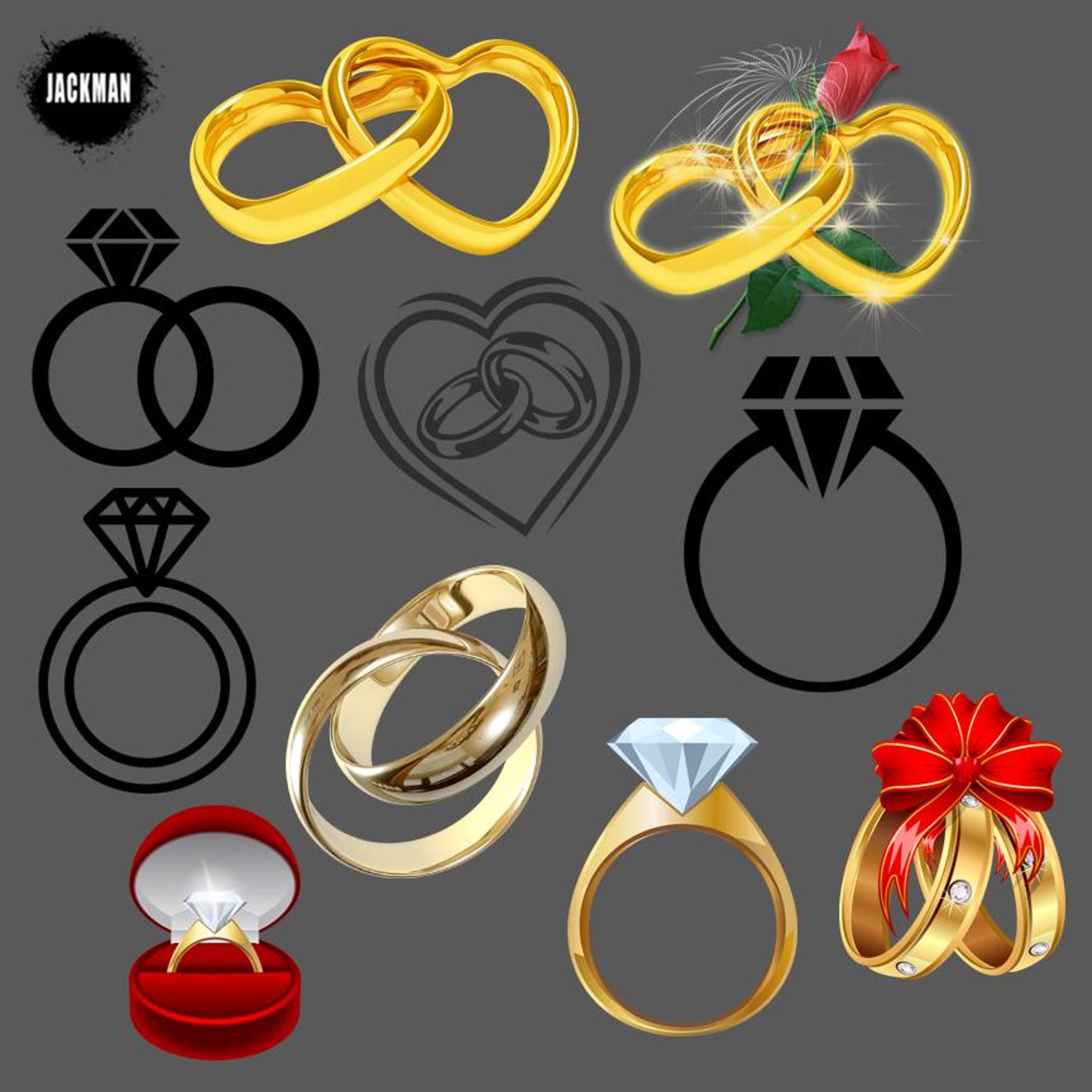 Digital Template Wedding Ring Engagement Rings Love Illustration ...