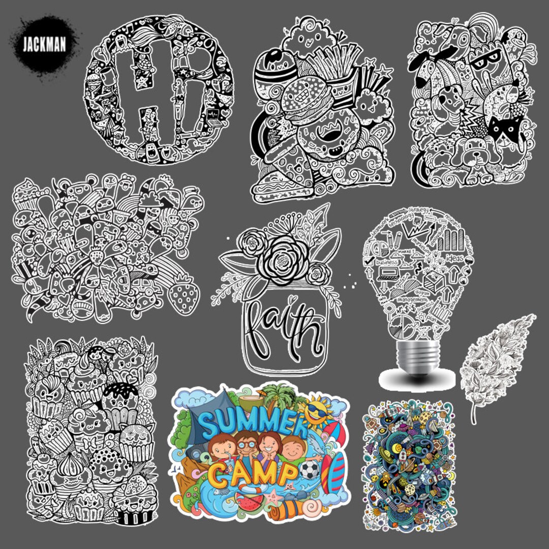 Doodle Art Drawing Sketch Cool, Digital Sticker Template, Digital Print ...