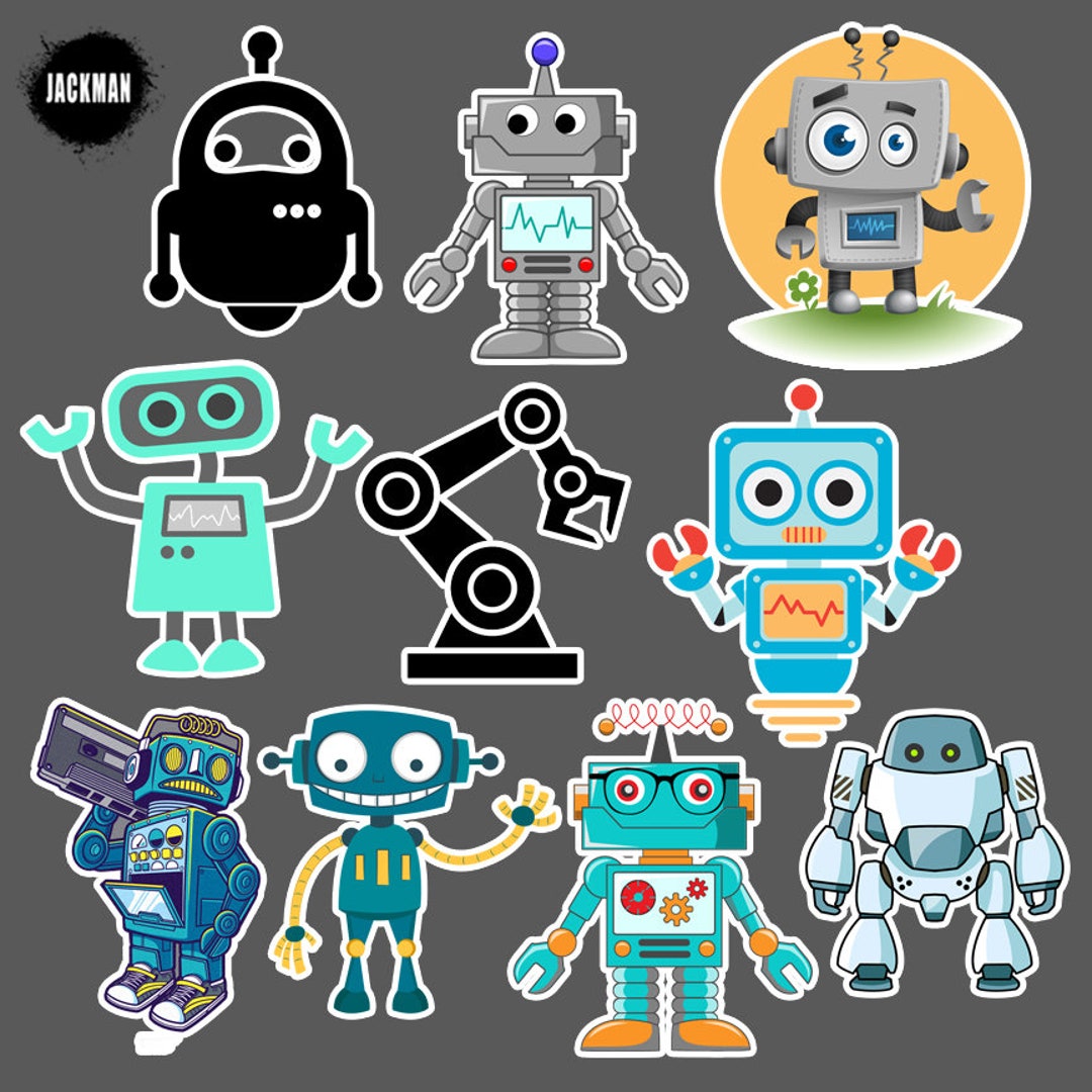 Robots Artline Drawing Outline Robot, Digital Sticker Template, Digital ...
