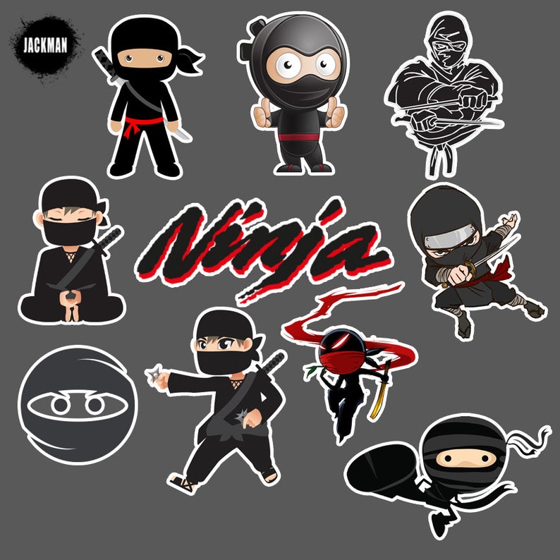 Digital Sticker Template Ninja Cute Chibi, Digital Print, Printable ...