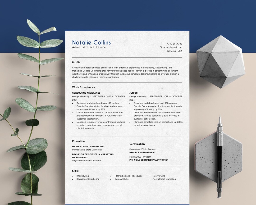 Administrative Assistant Resume Template | Editable in Word, Google ...