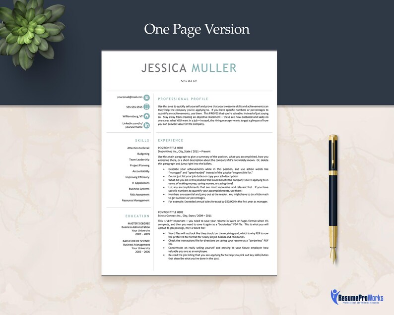Student Resume Template for High School, College, and Grad Students | 1 ...