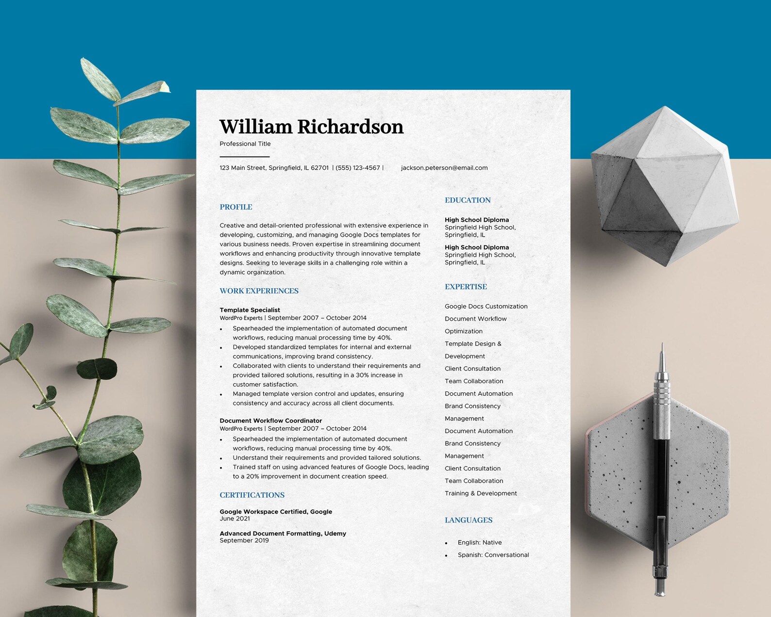 Server Resume Template | Editable in Word, Google Docs, Apple Pages ...
