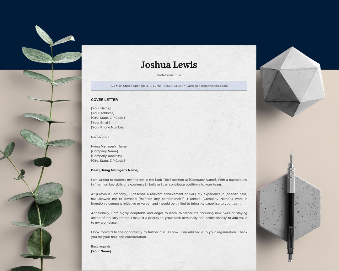 Modern Cover Letter Template for Word Pages Google Docs – Easy to Edit ...