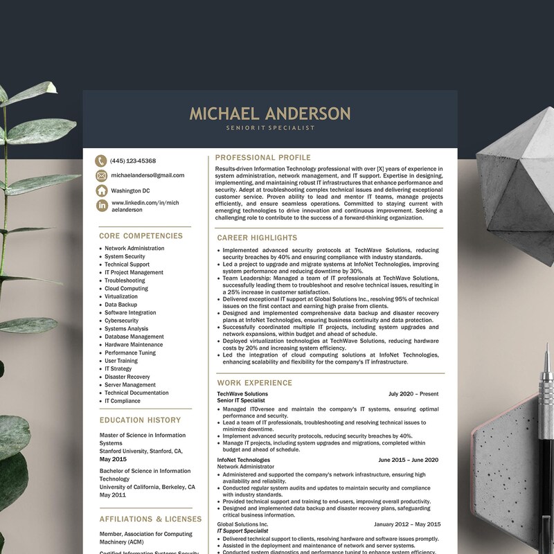 Resume for Technology - Etsy