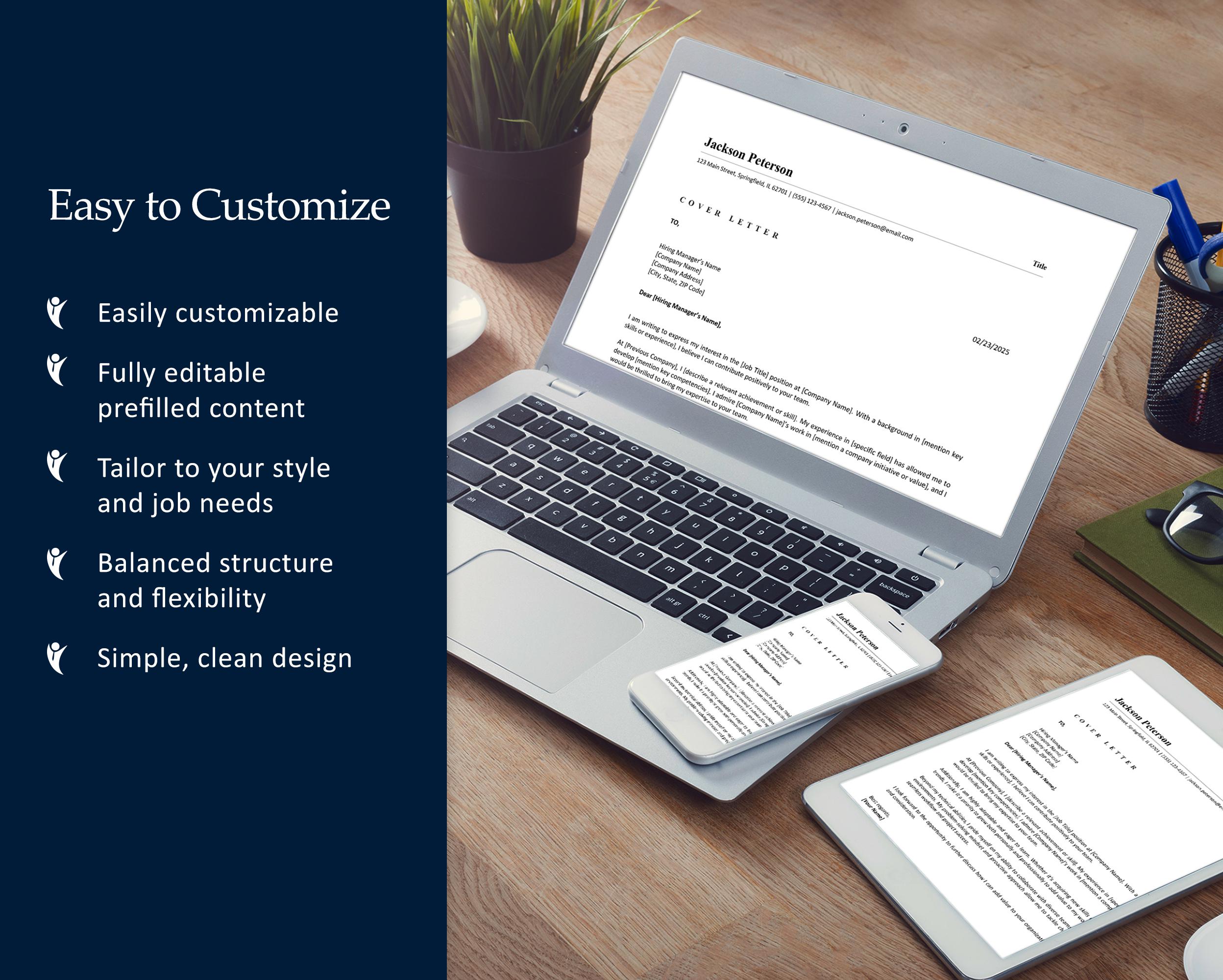 Traditional Cover Letter Template, Editable Example, Includes Tracker ...