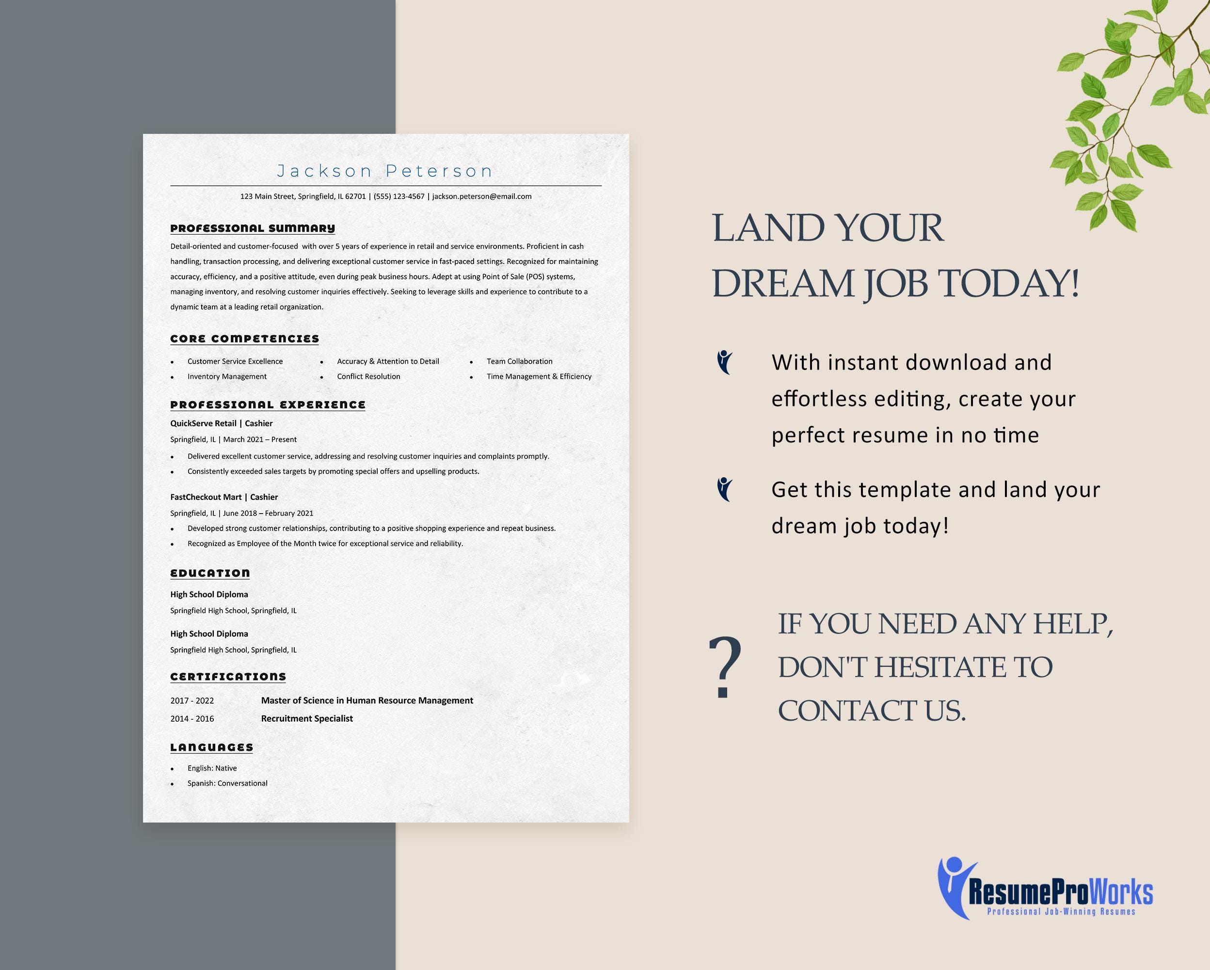 Traditional Resume Template Traditional Resume Example for Word, Google ...