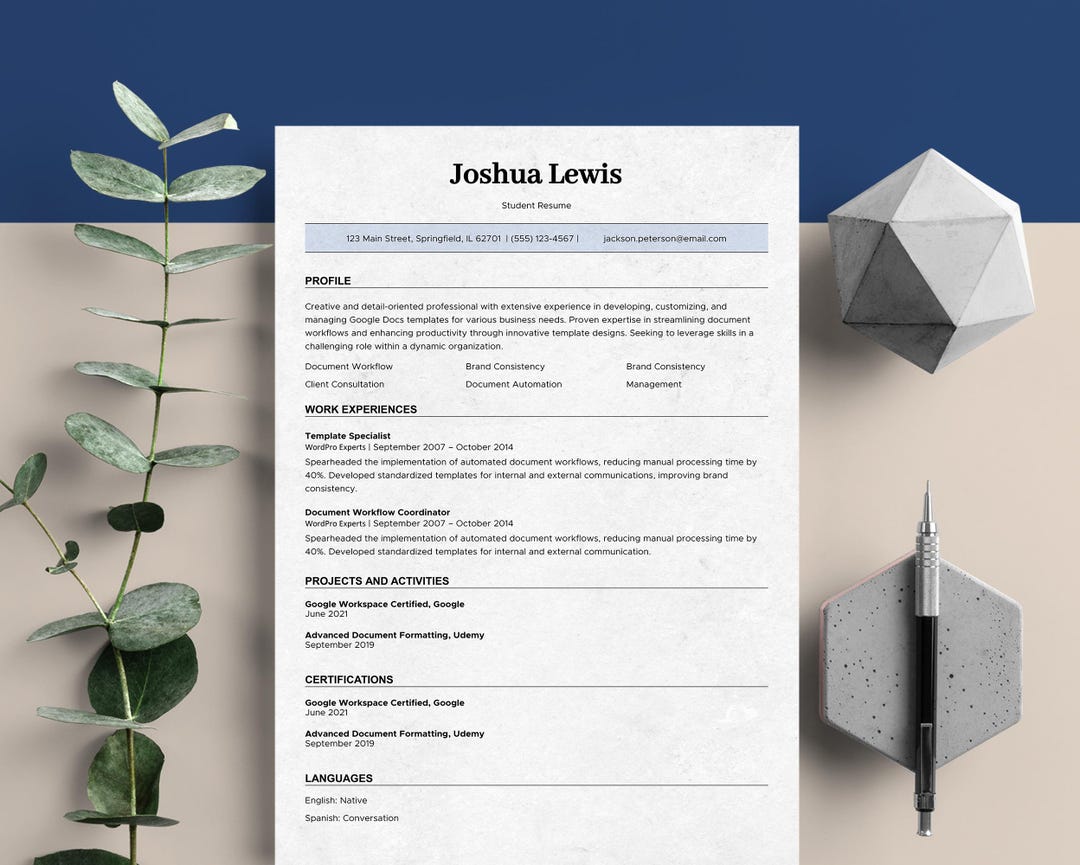 High School Student Resume Template | Editable in Word, Google Docs ...