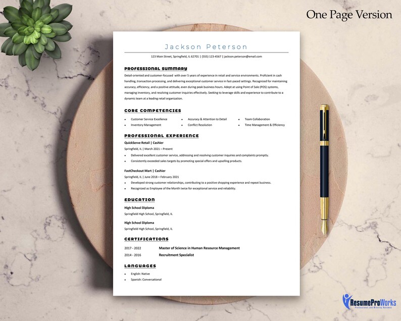 Traditional Resume Template | Traditional Resume Example for Word ...