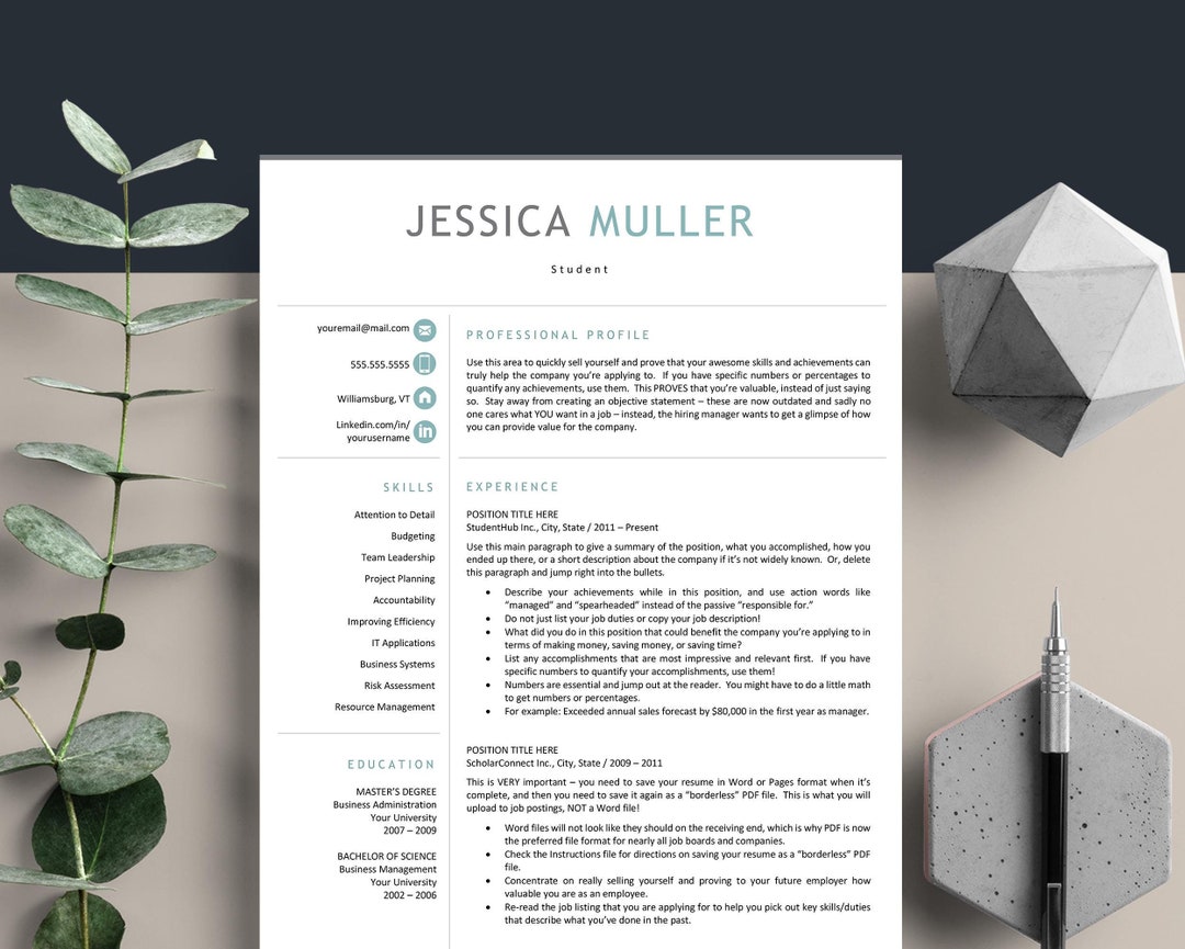 Student Resume Template for High School, College, and Grad Students | 1 ...