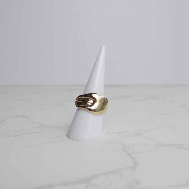 Minimalist Brush Stroke Ring/ Organic Gold Tone/ Yellow Brass Ring With ...