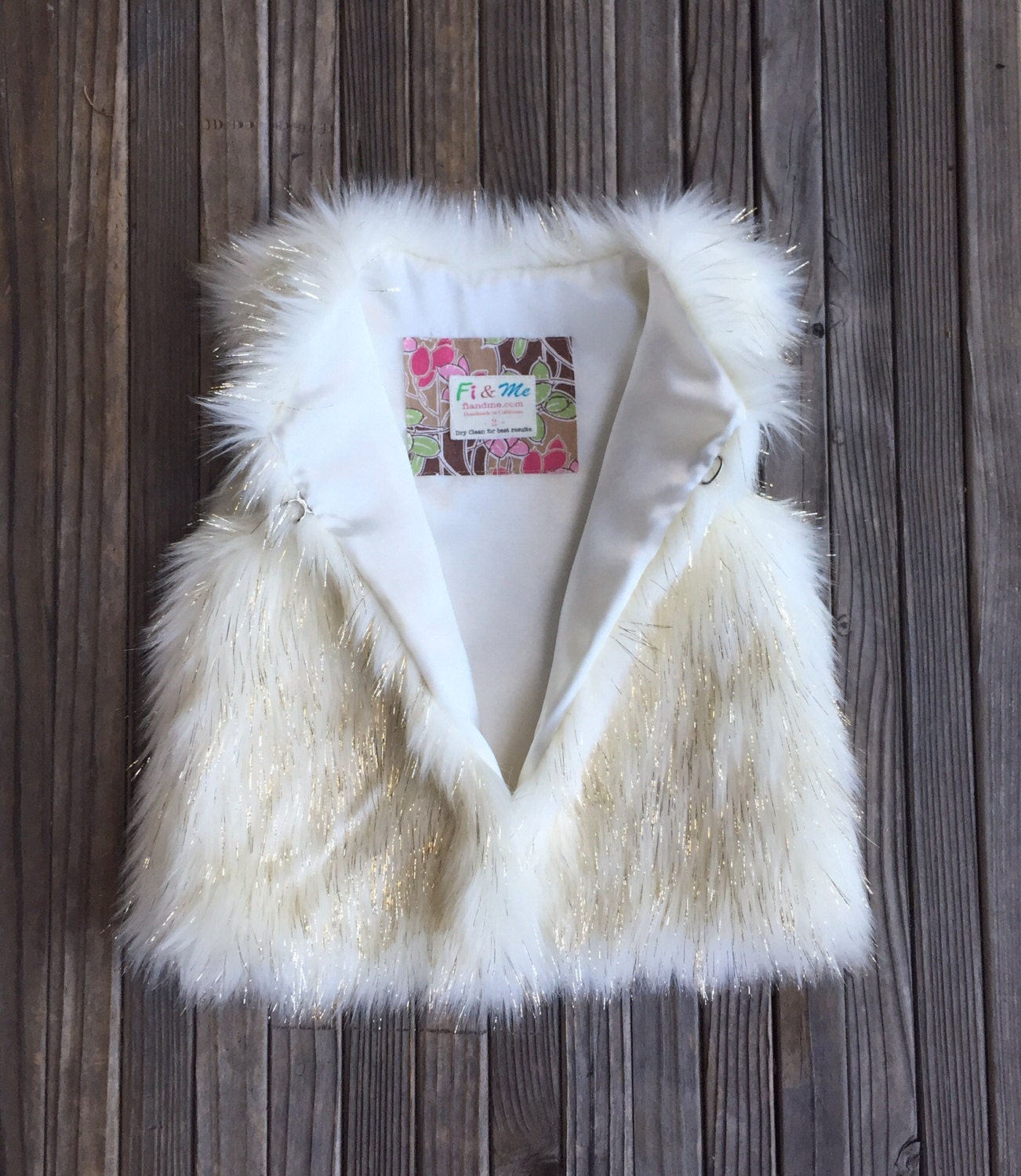 Faux Fur Girls Vest White & Gold Girl Metallic Holiday | Etsy