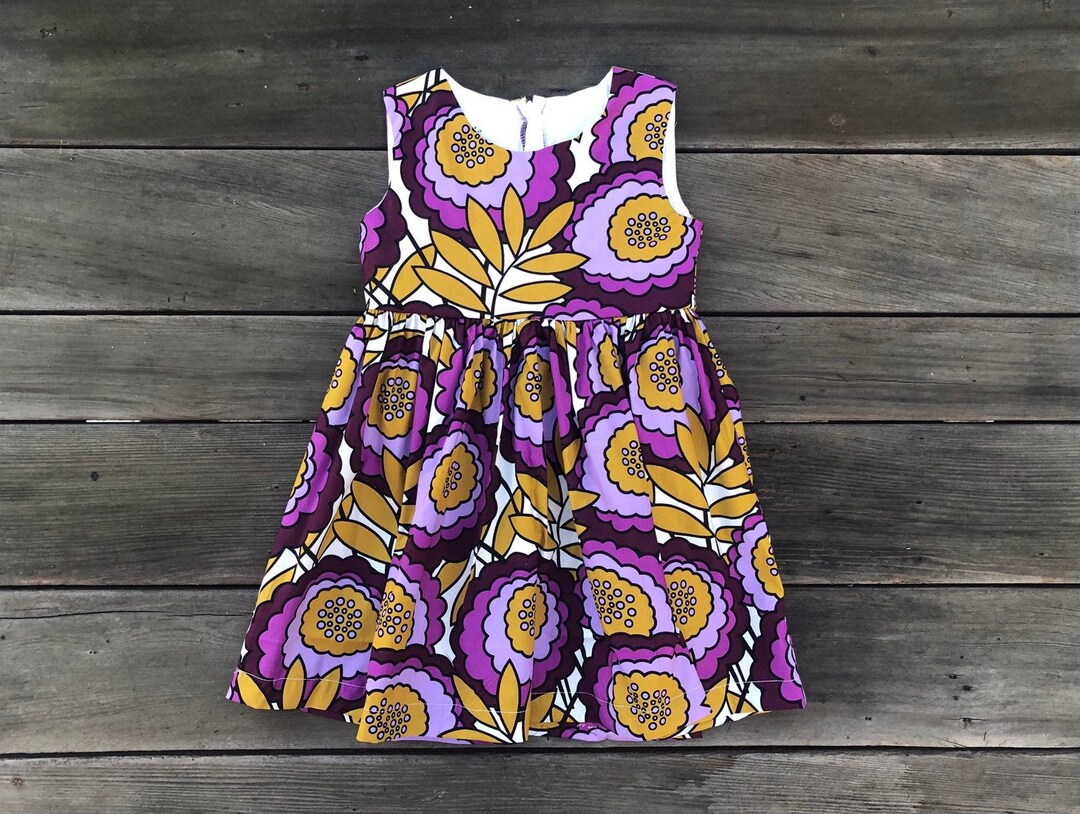 Retro Girls Dress, Cotton Sundress, Gifts for Girls, Mustard Yellow ...