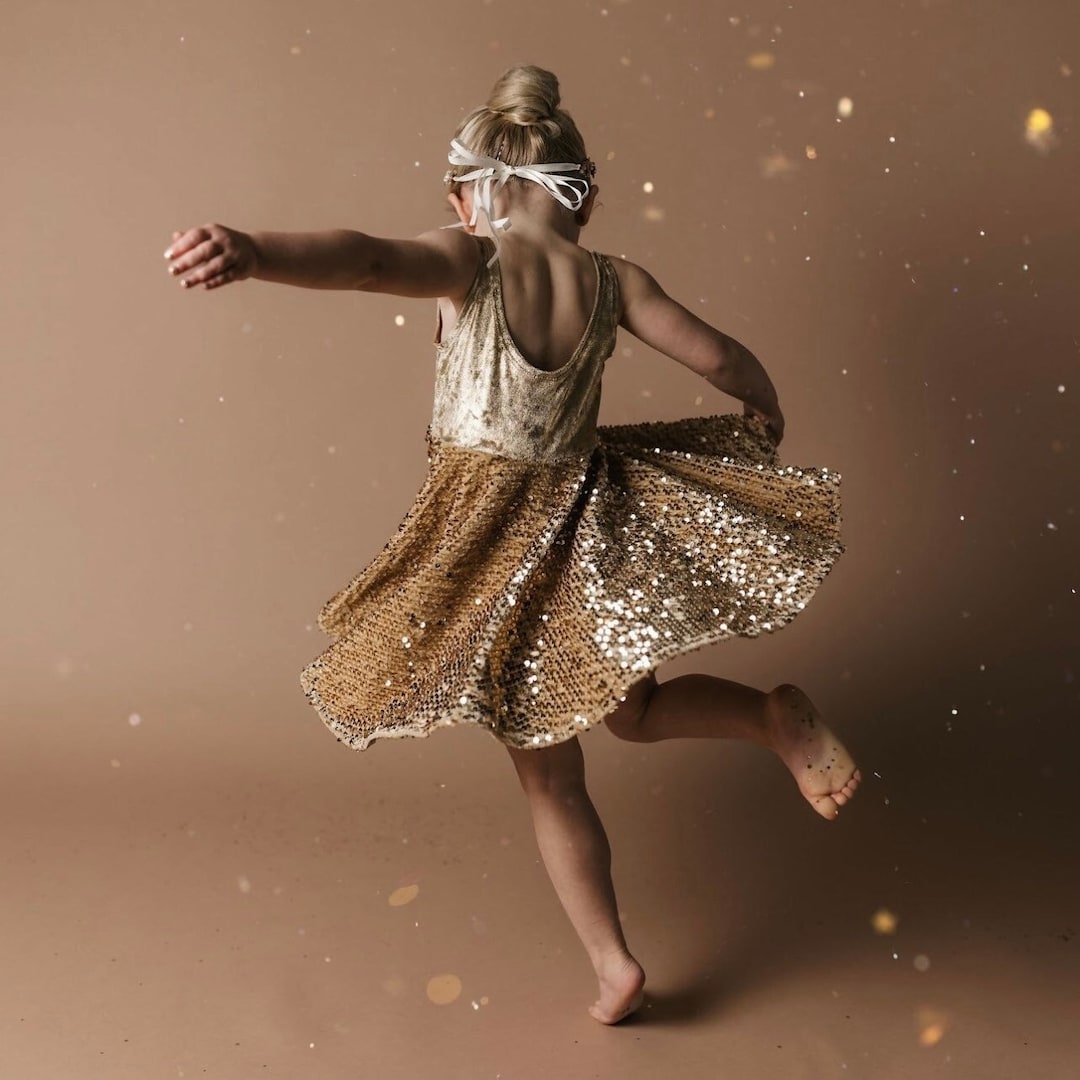 Glitter Photoshoot Sparkly Girls Dress Sequin Velvet Twirly Dresses ...