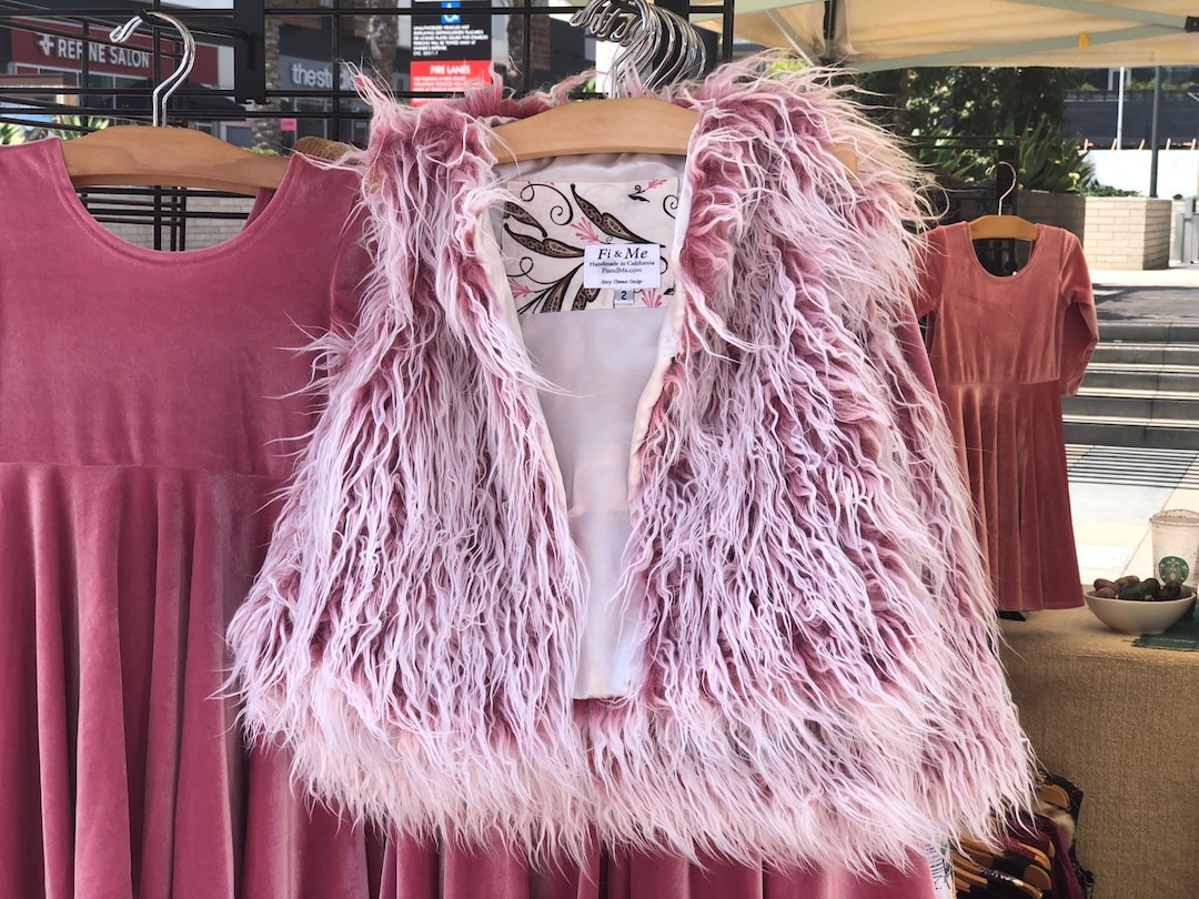 Girls Pink Vest, Long Hair Faux Fur Vest, Festival Attire Girls, Boho ...