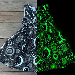 Glow in the Dark Cosmic Girls Dress, STEM, Galaxy, Moon, Stars, Space ...