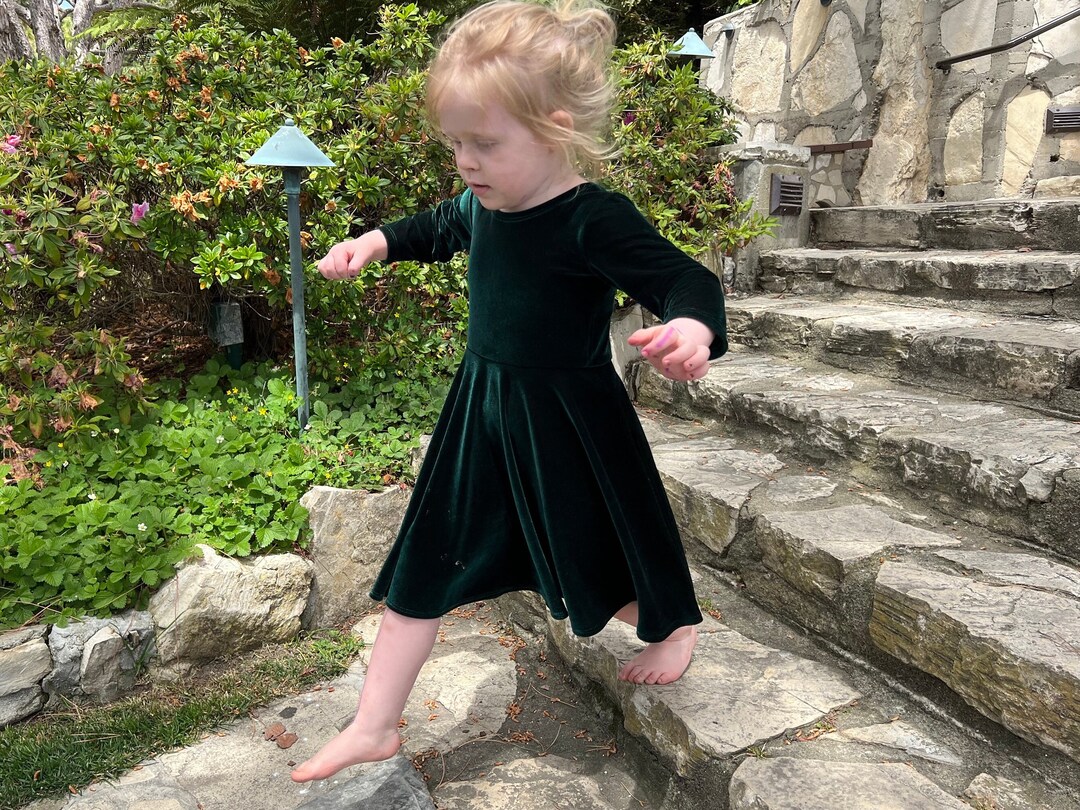 Velvet Dress, Green Christmas Dress for Girls, Holiday Dress, Gifts for ...