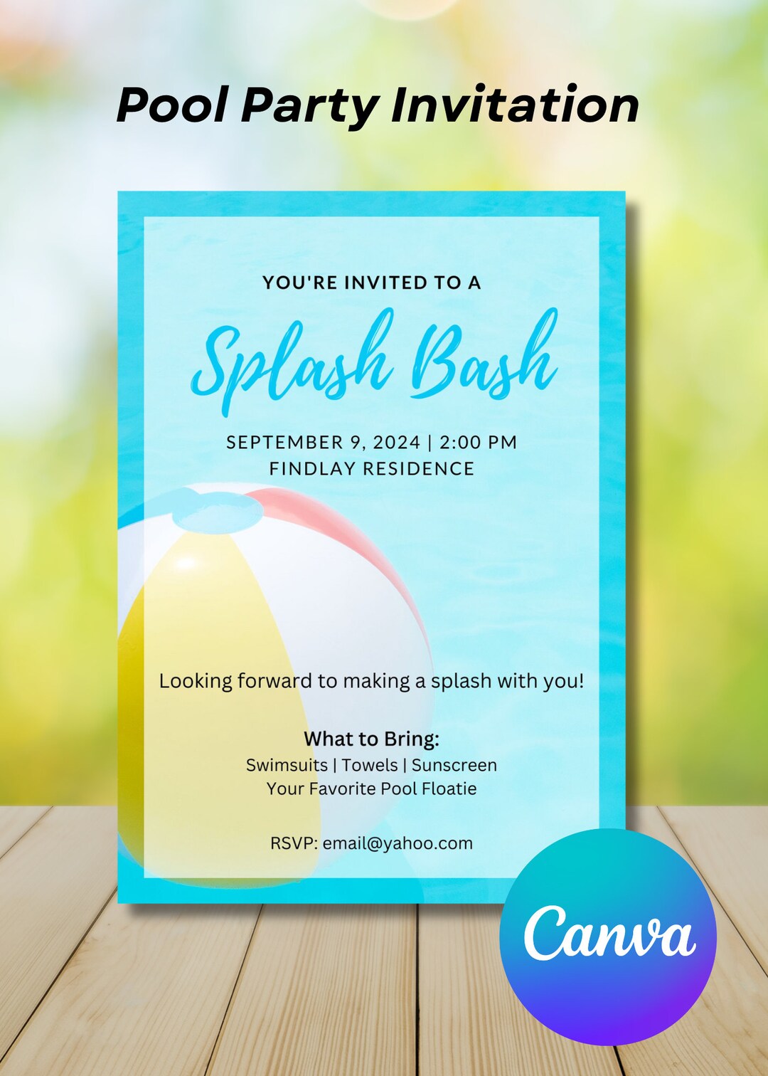 Splash Bash Pool Party Invitation - Etsy