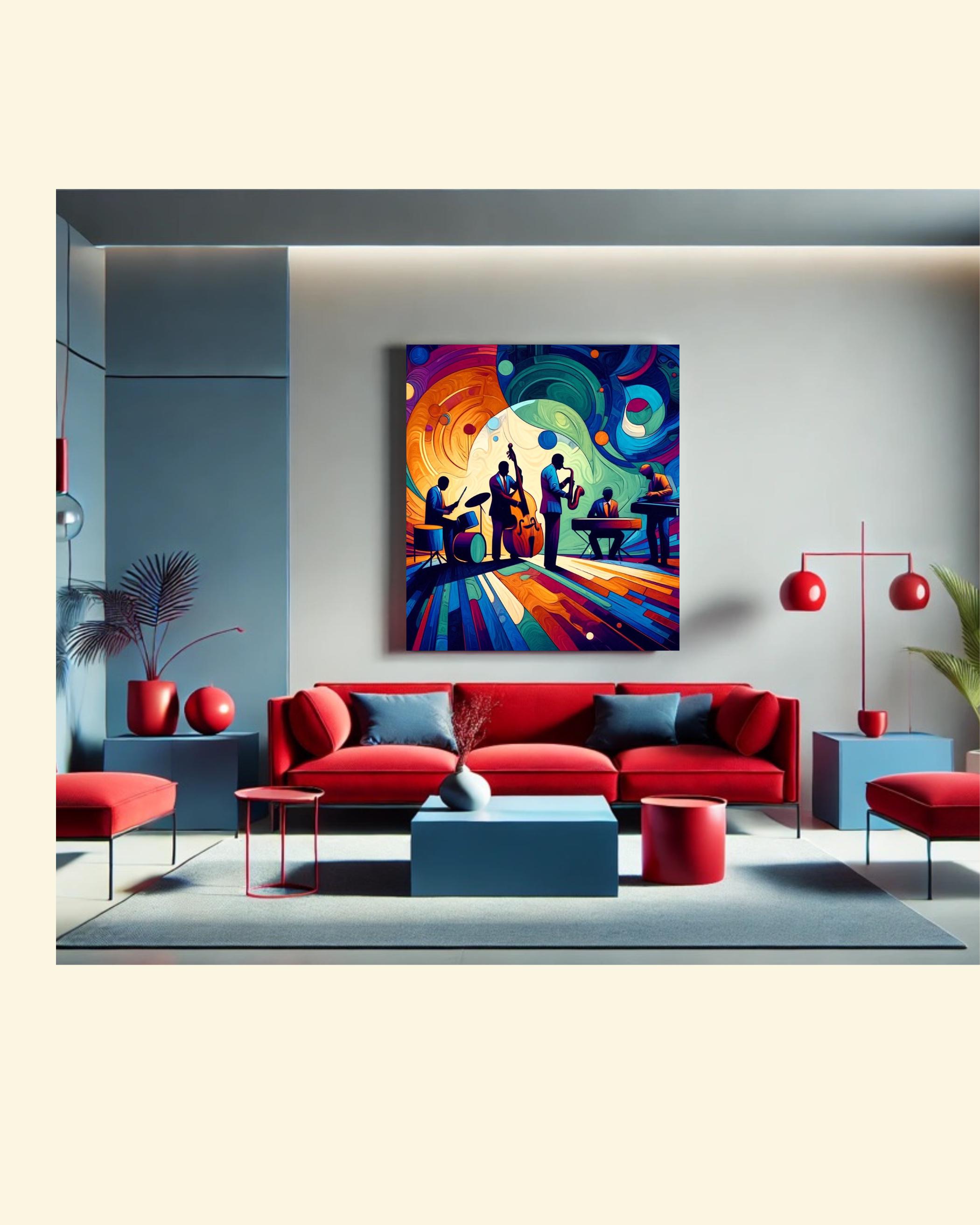 Blue Jazz Quartet Art Print: Abstract Music Decor (downloadable) - Etsy
