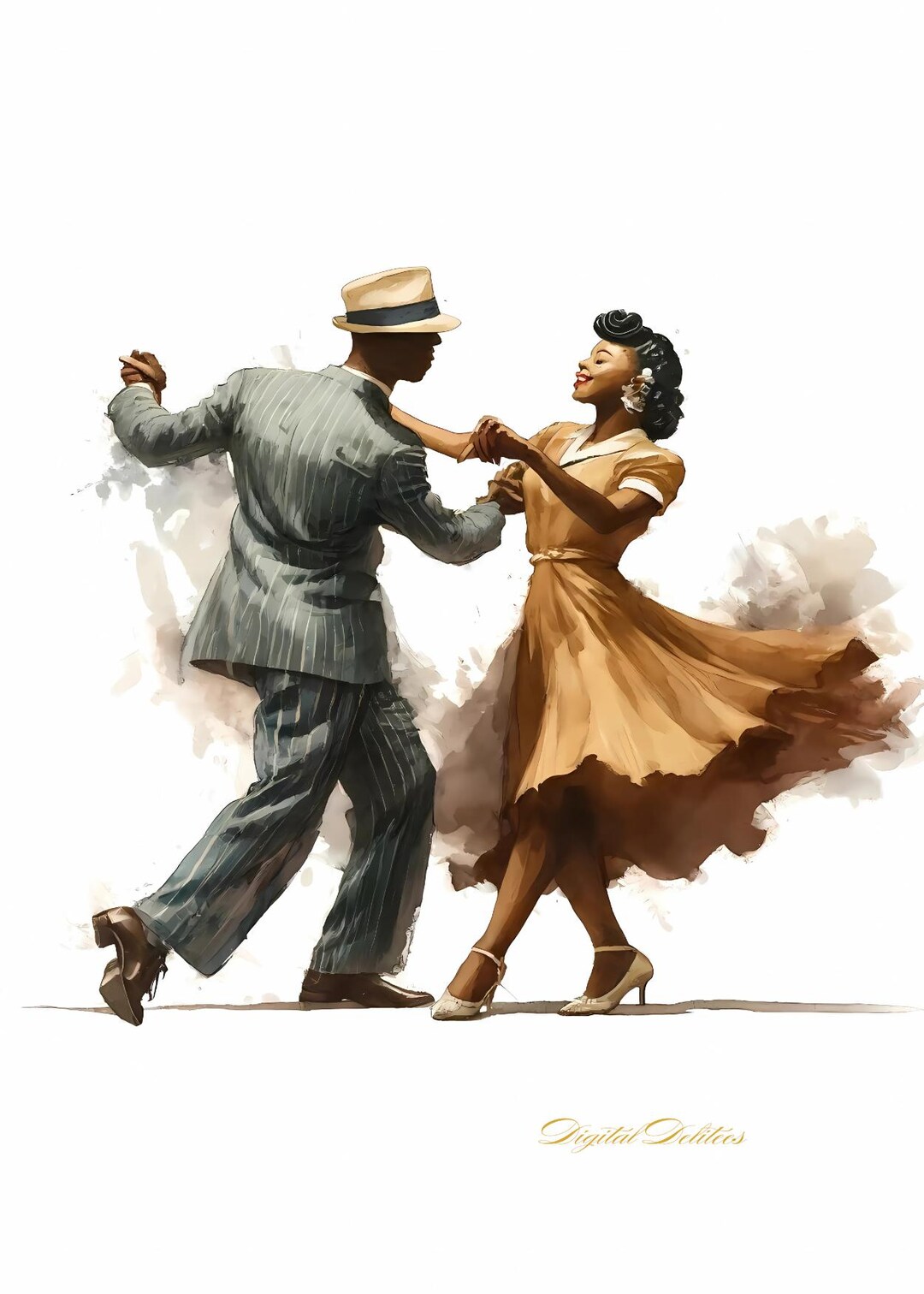 Dance Away: Joyful 1950s African American Couple Dancing Soulfully. He ...