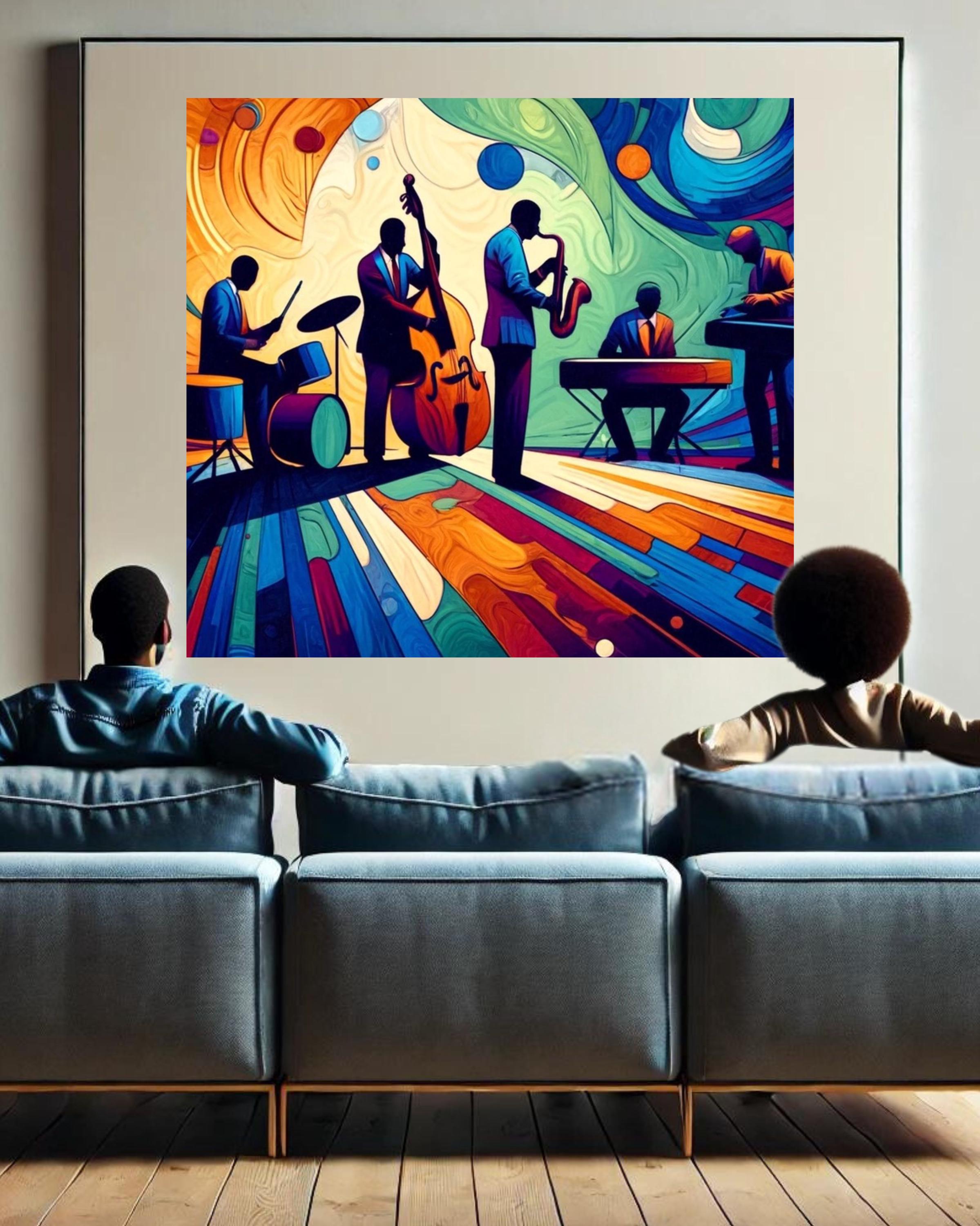 Blue Jazz Quartet Art Print: Abstract Music Decor (downloadable) - Etsy