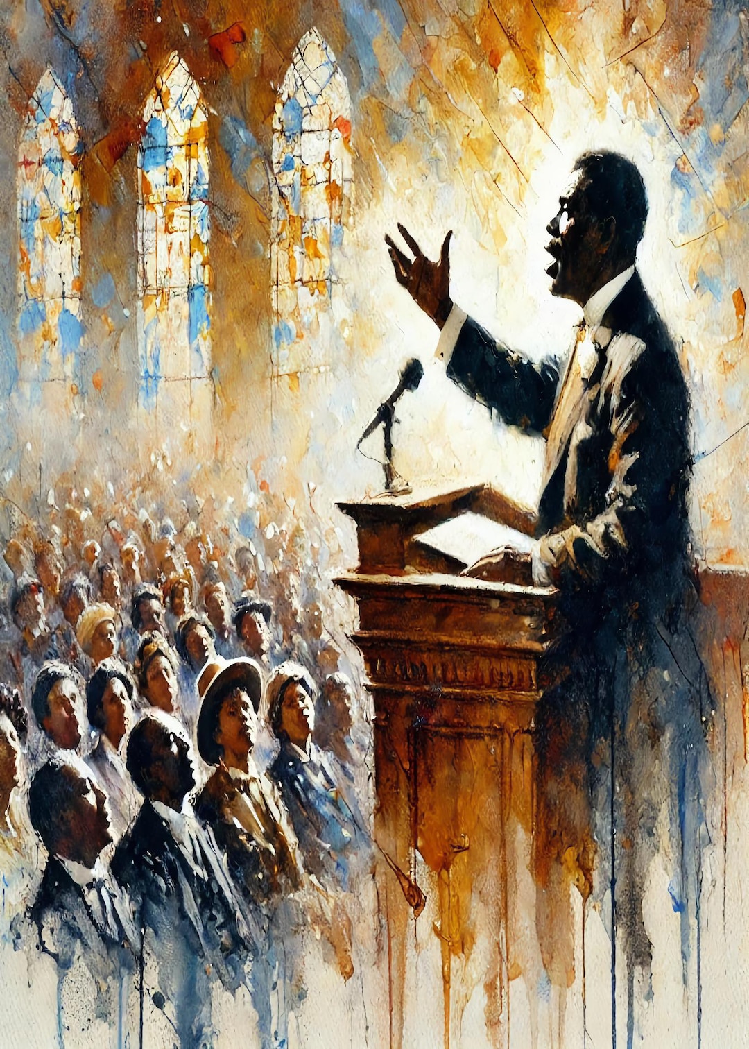 African American Preacher Impressionist Painting: Passionate Sermon Art ...