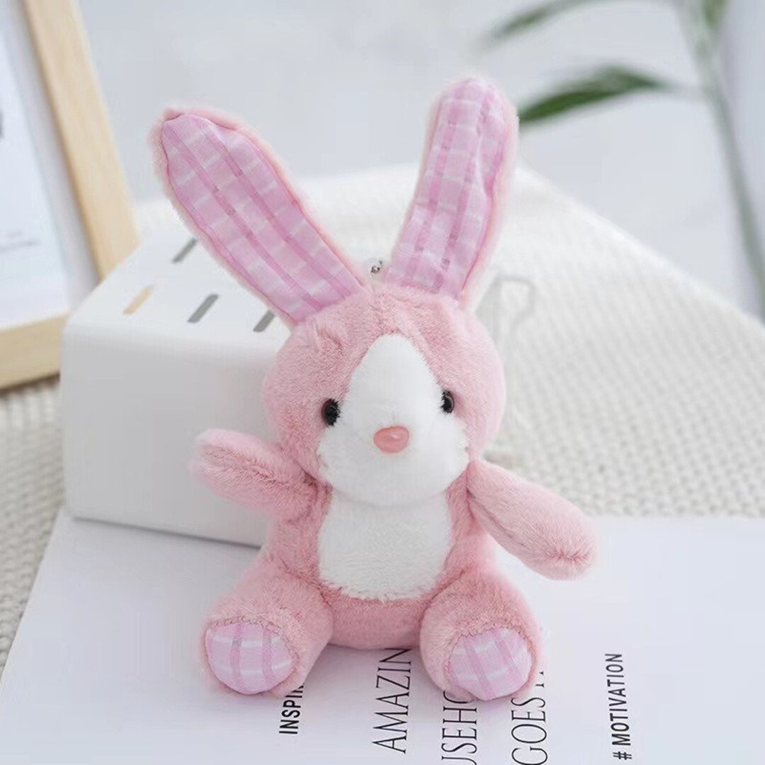 Cartoon Plush Folded-ear Rabbit Keychain Cute Little Girlish Bunny ...